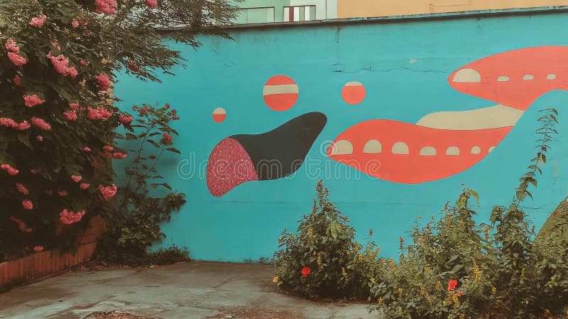 Retro-inspired Urban Wall Art with Abstract Blue and Brown Textures ...