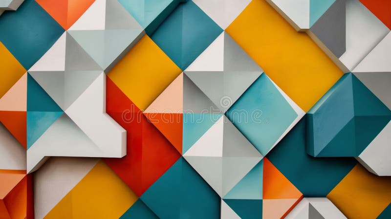Retro-inspired Wallpaper with Geometric 3D Abstract Patterns and ...