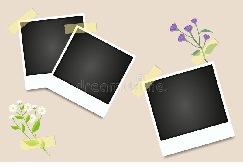 Trendy Retro Instant Photo Frames. Realistic Photo Frame Mockup Stock ...