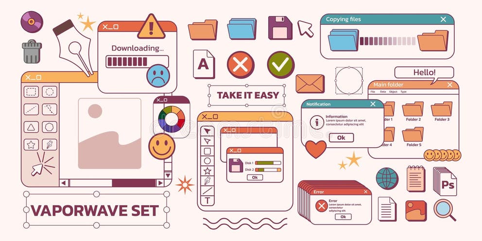 Retro Interface. Windows Web Design. Vintage 90s UI Screen or Game ...