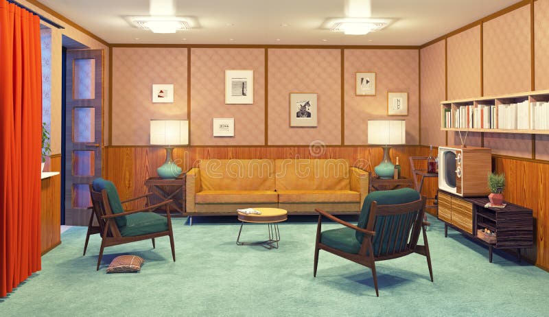Retro interior stock illustration. Illustration of retro - 66414179