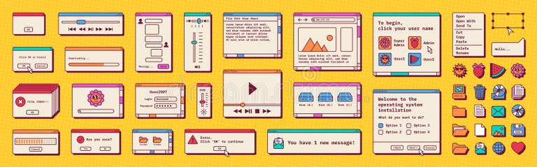 Retro Internet Windows. Browser Frame Pixel Design. Vintage Web ...