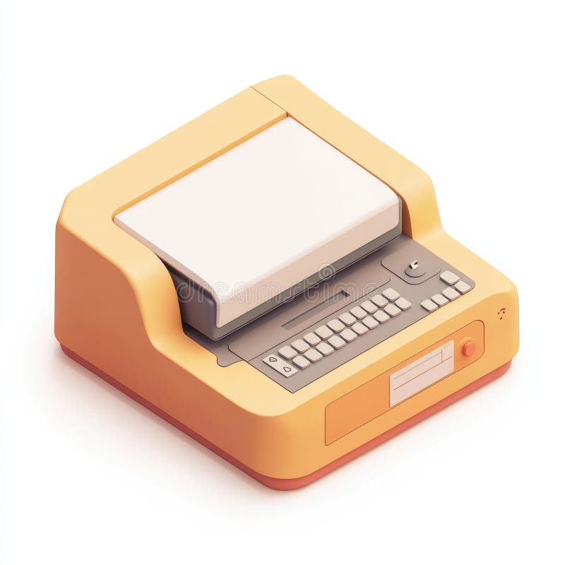 Retro Orange Calculator Machine, Isometric View Stock Illustration ...