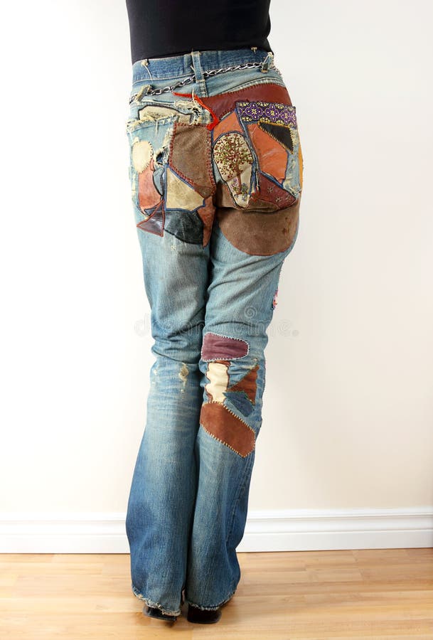 Retro jeans stock foto. Image of zeventig, multi, vloer - 37124540