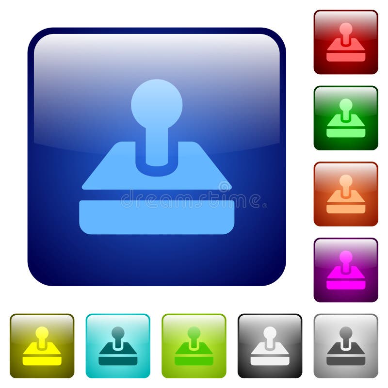 Retro Joystick Color Square Buttons Stock Vector - Illustration of ...