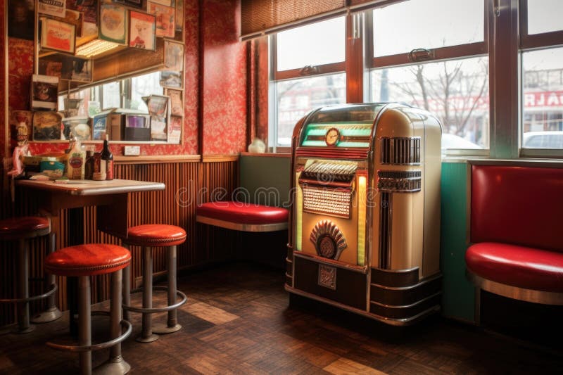 Retro Jukebox in a Corner of the Diner Stock Illustration ...