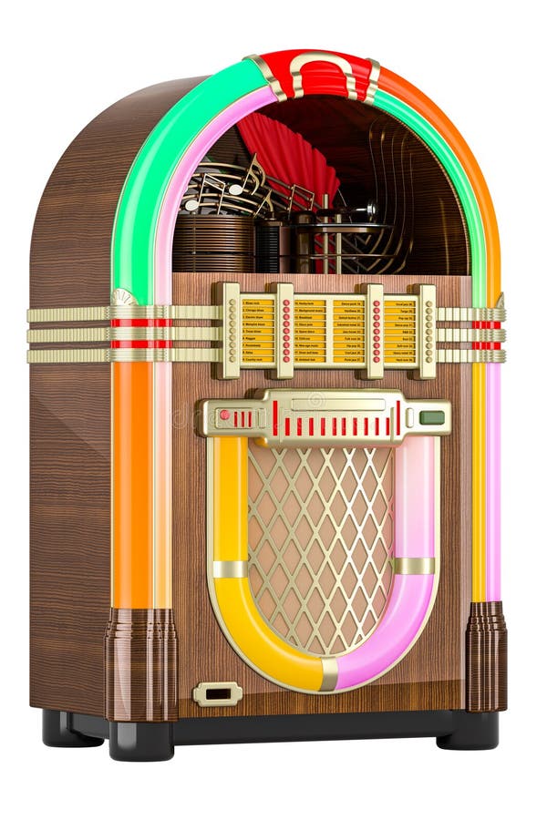 Retro Jukebox, Front View. 3D Rendering Stock Illustration ...