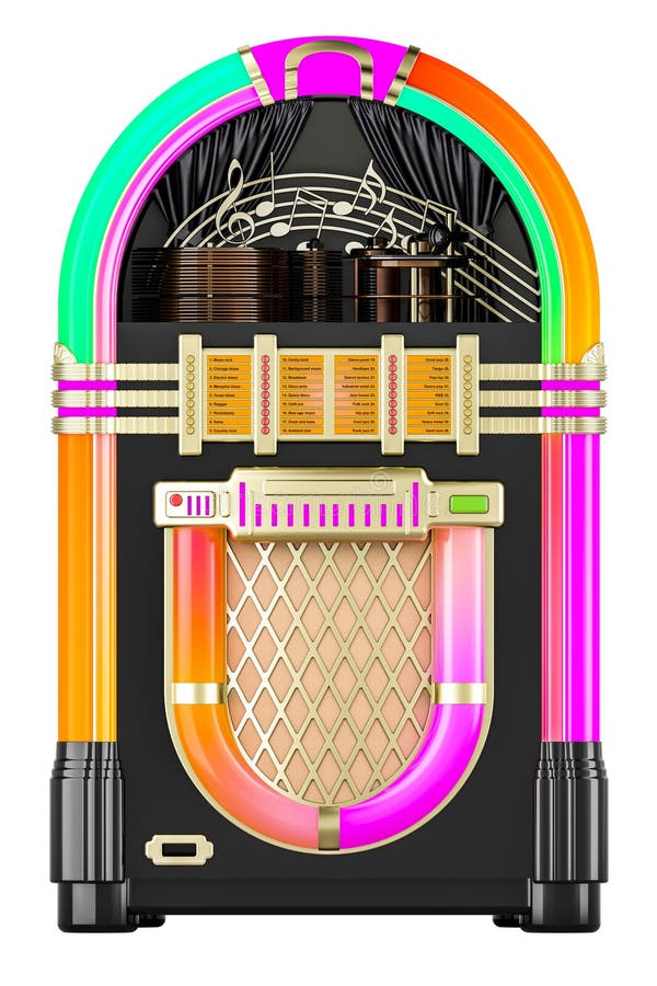 Retro Jukebox, Front View. 3D Rendering Stock Illustration ...