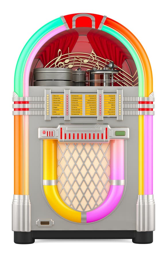 Retro Jukebox, Front View. 3D Rendering Stock Illustration ...
