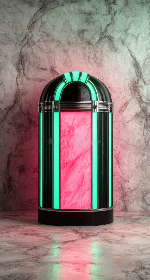 Retro Jukebox with Neon Lights Stock Illustration - Illustration of ...