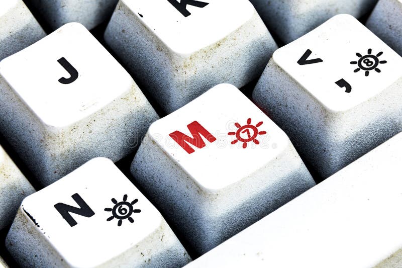 Retro Keyboard with M Button in Red Color. M Button Keyboard in Close ...