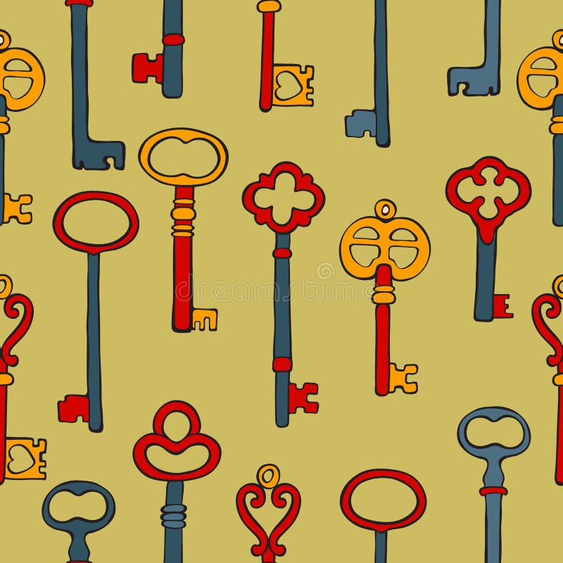 Retro Keys Colorful Seamless Pattern Stock Vector - Illustration of ...