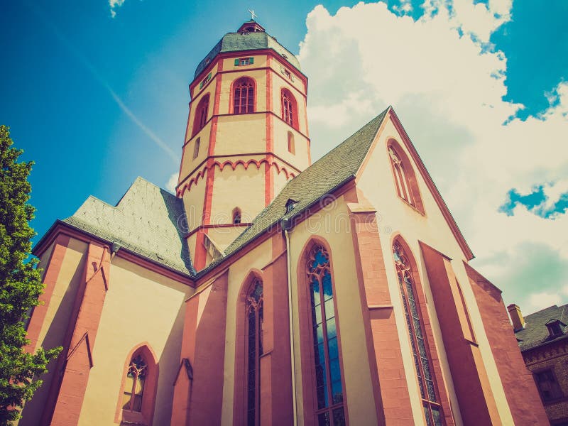Retro- Kirche Mainz Blick St. Stephan Stockbild - Bild von abtei ...