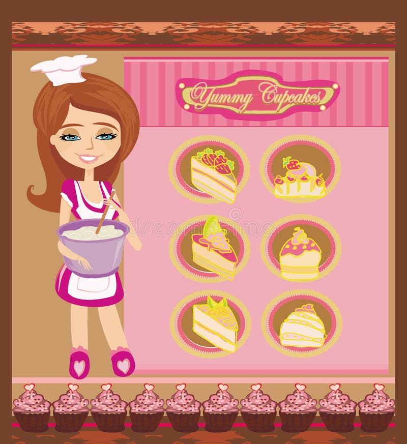 Retro kitchen Girl stock vector. Illustration of cooking - 47737304