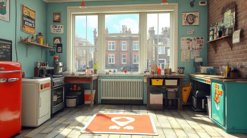 Retro Kitchen, Vintage Interior Design Stock Photo - Image of decor ...