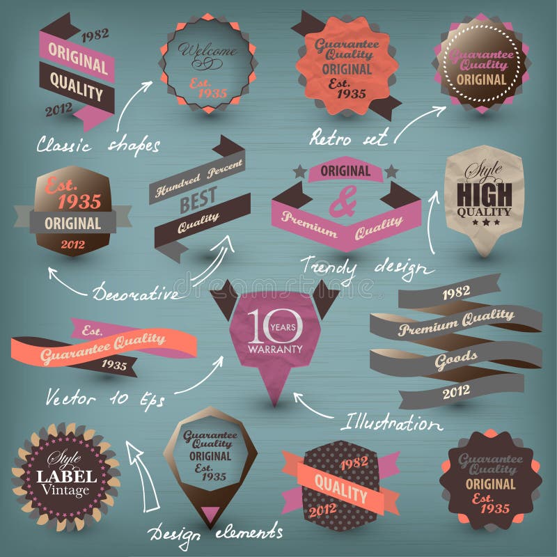 Retro label collection stock vector. Illustration of badge - 32206266