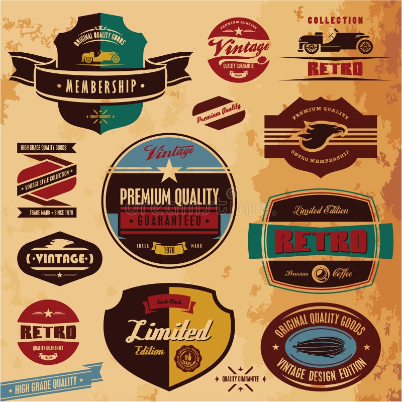 Retro labels and badges stock vector. Illustration of limited - 25991785