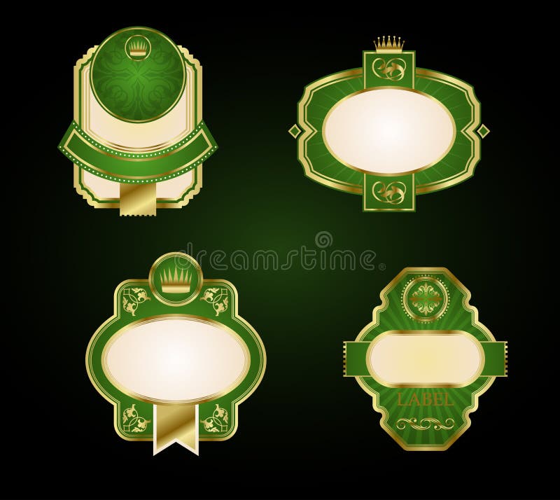 Vintage Golden-green Luxury Ornate Framed Labels Stock Vector ...