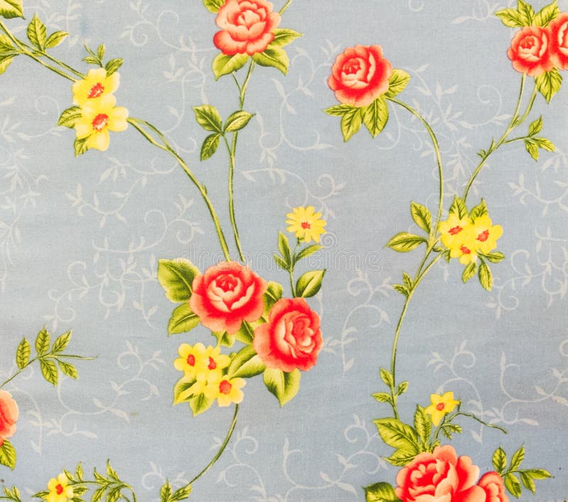 Retro Blue Floral Pattern Fabric Background Stock Image - Image of ...