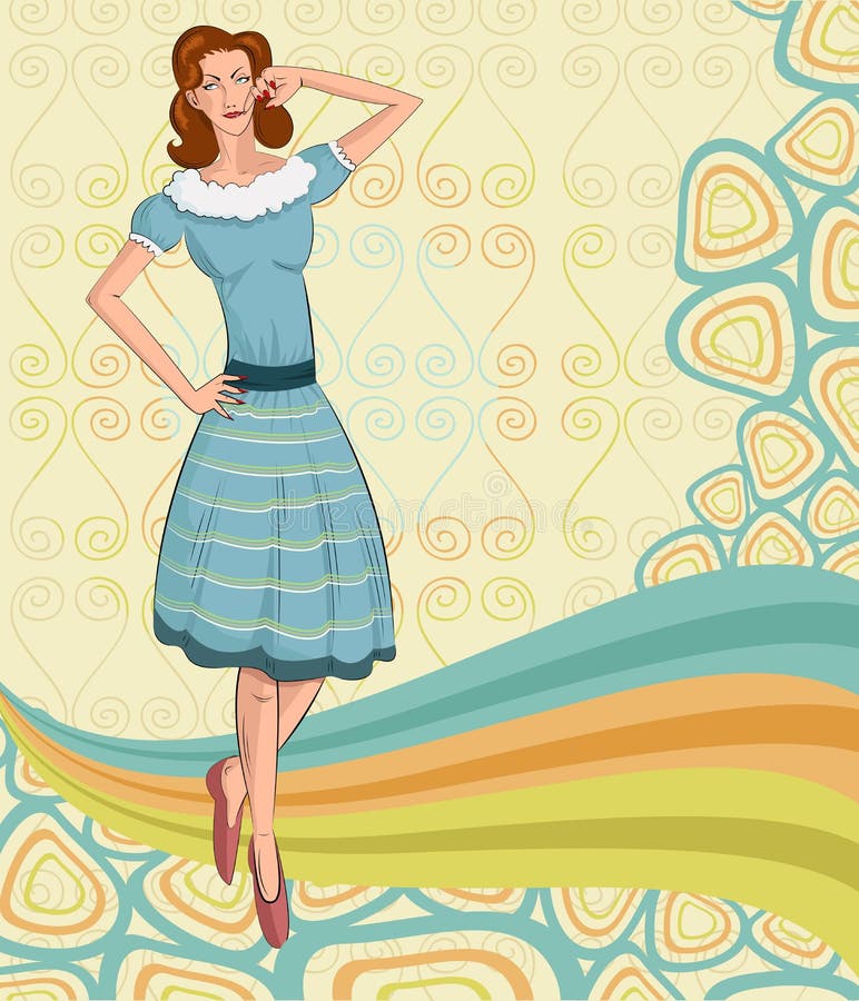 Retro lady stock vector. Illustration of elegant, fashionable - 40294575