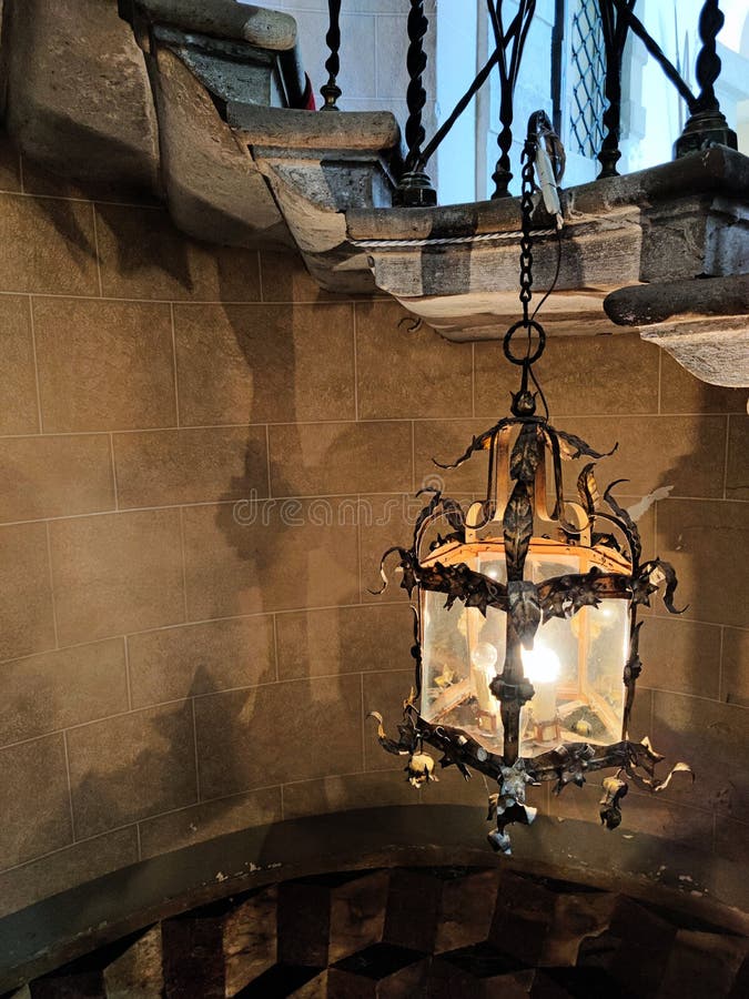 Retro Lamp. Decorative Lamp on Dark Background Stock Photo - Image of ...