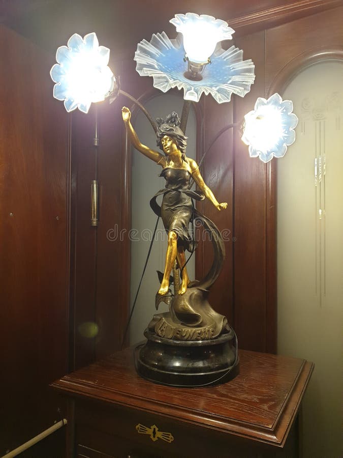 Retro Lamp in the Shape of a Female Figure Stock Image - Image of lamp ...