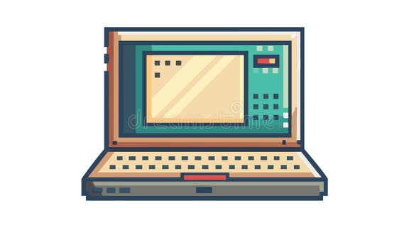 Retro Laptop Computer with Pixel Art Screen, Vector Design Generative ...