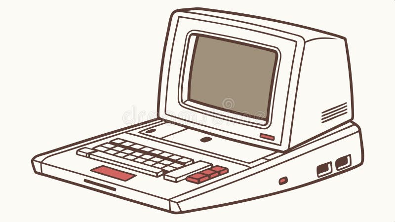 Retro Laptop Outline, Vintage Computer and Tech Symbol. Vector Design ...