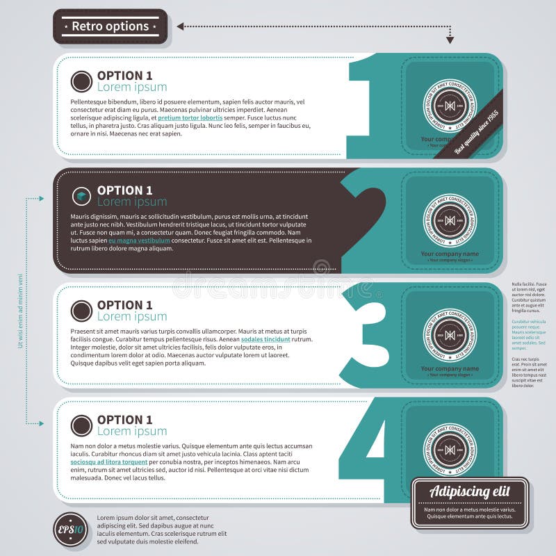 Retro Layout with Four Numbered Options. EPS10. Stock Vector ...