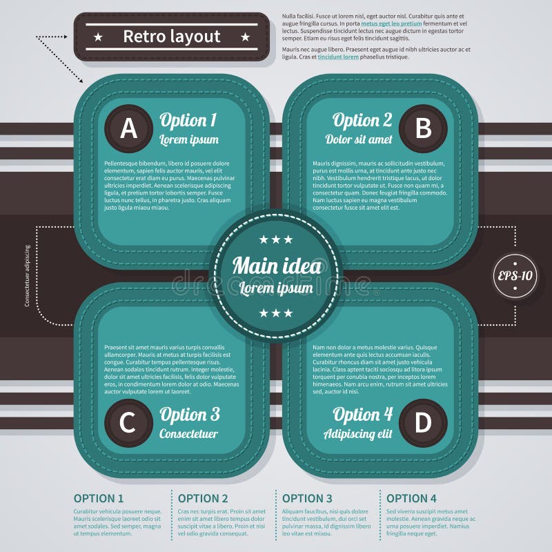 Retro Layout with Four Numbered Options. EPS10. Stock Vector ...