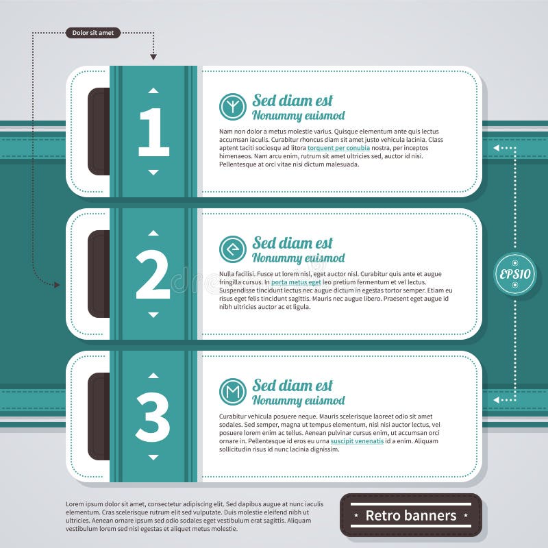 Retro Layout with Three Horizontal Options. EPS10. Stock Vector ...