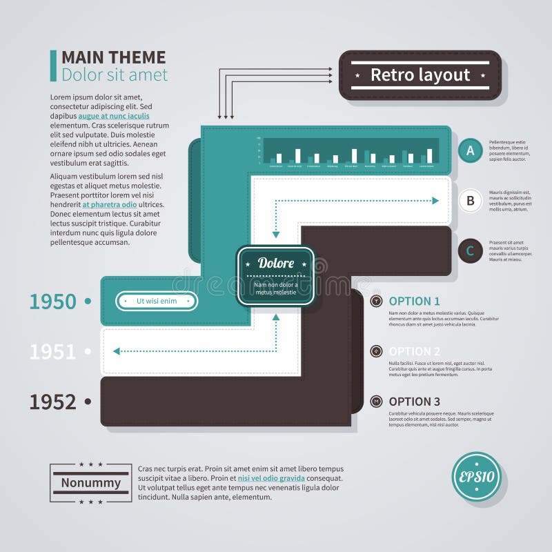 Retro Layout with Three Options. EPS10. Stock Vector - Illustration of ...