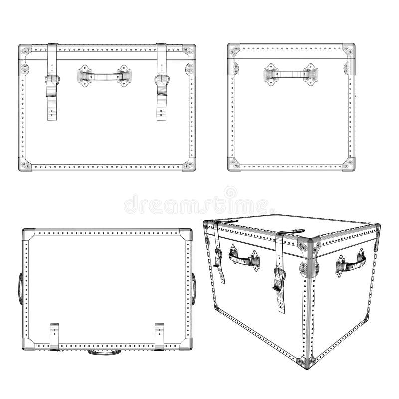 Retro Leather Chest Box Vector. a Vector Illustration of a Vintage ...
