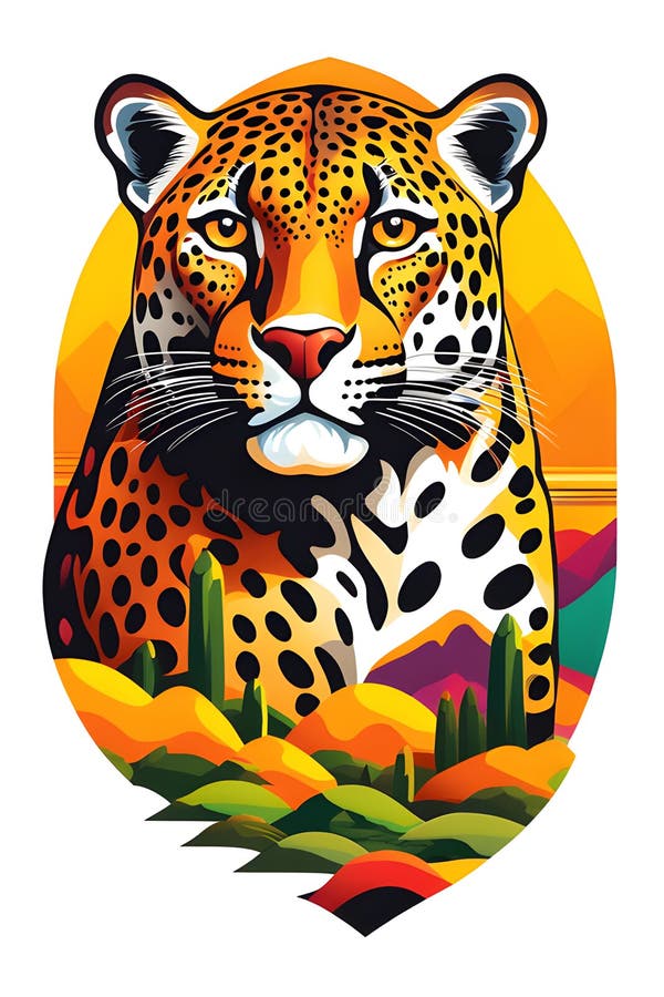 Retro Leopard with Multicolored Motifs Generated by Ai Stock ...