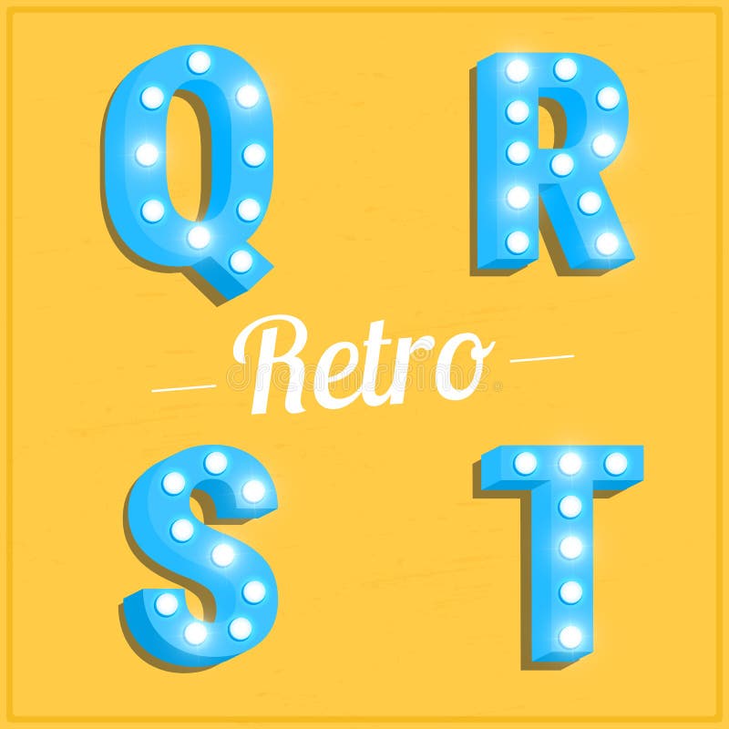 Retro Letters with Light Bulbs Stock Vector - Illustration of letter ...