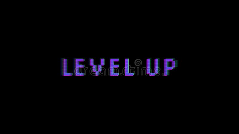 Retro Level Up Glitch Animation on a Black Background Stock Footage ...