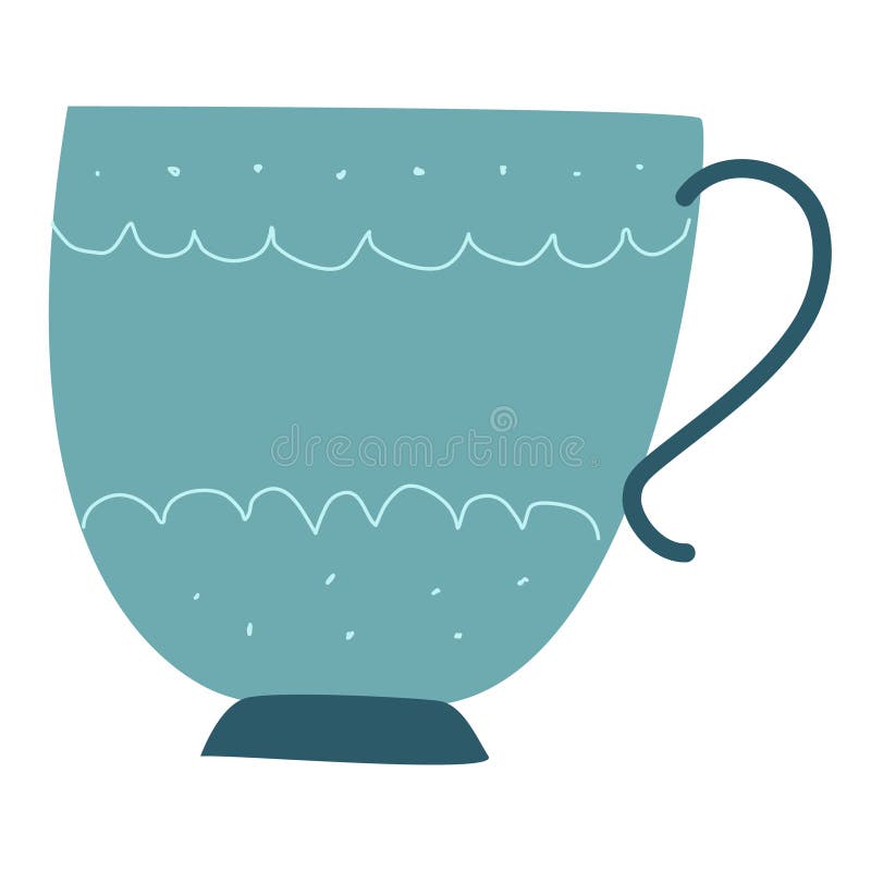 Retro Light Blue Tea Cup with White Decor Stock Illustration ...