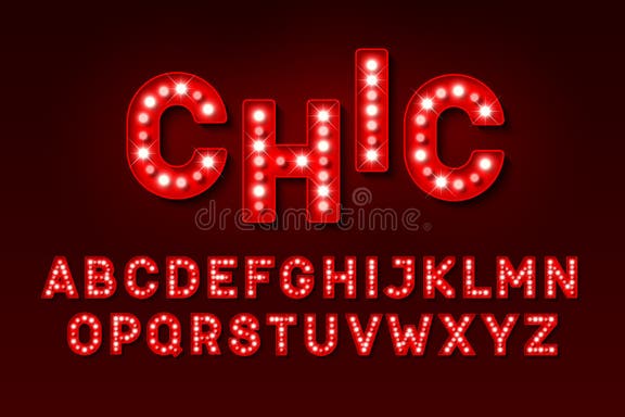 Retro light bulb font stock vector. Illustration of cabaret - 102944610