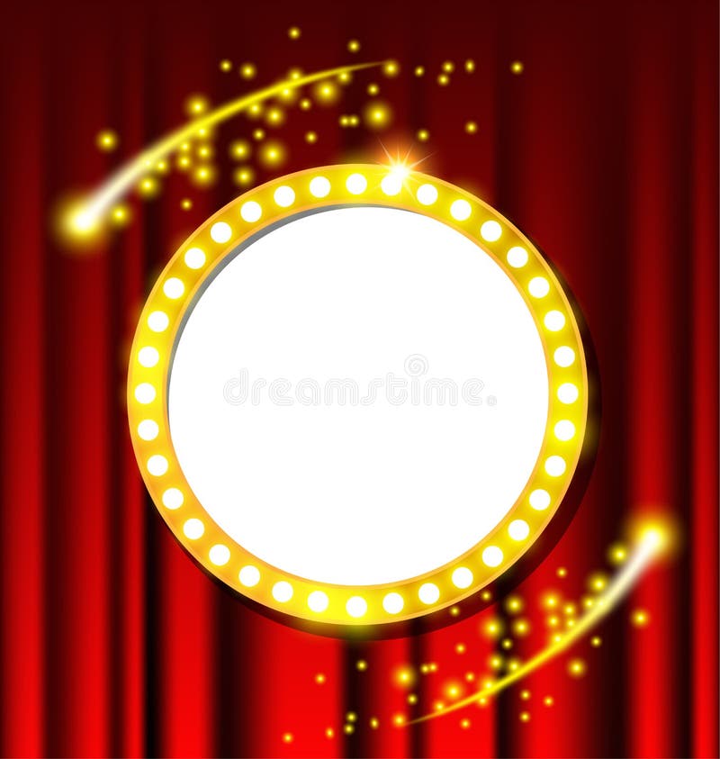 Retro Light Circle Sign And Red Curtain Stock Vector - Illustration of ...