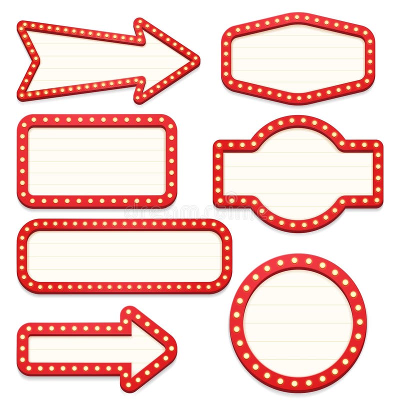 Retro Light Frame Billboard Decoration Template Banner Different Shap ...