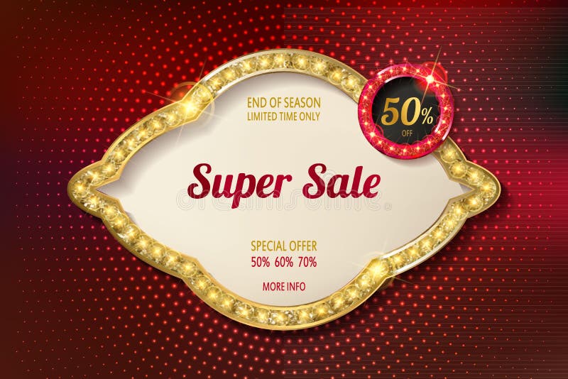 Retro Light Frame. Super Sale Stock Illustration - Illustration of ...