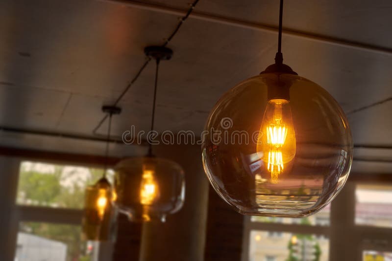 Retro Light Lamp Decor Glowing Stock Photo - Image of decorative, gold ...
