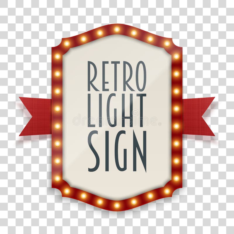 Retro Light Sign with Lamps in Realistic Style Stock Vector ...