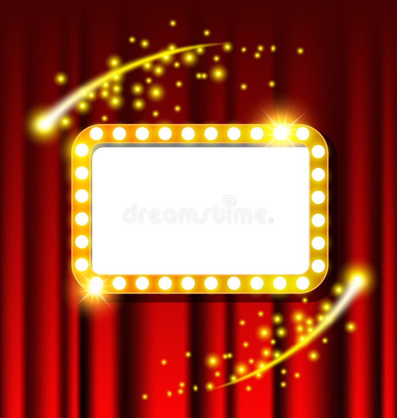 Retro Light Circle Sign and Red Curtain Stock Vector - Illustration of ...