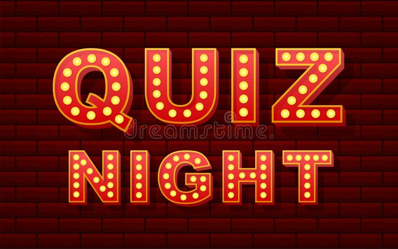 Retro Light Text Quiz Night. Retro Light Bulb. Vector Stock ...