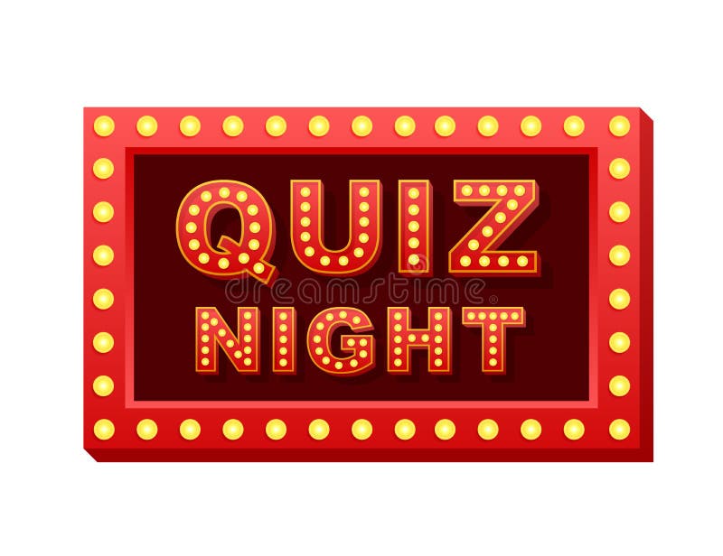 Retro Light Text Quiz Night. Retro Light Bulb. Vector Stock ...