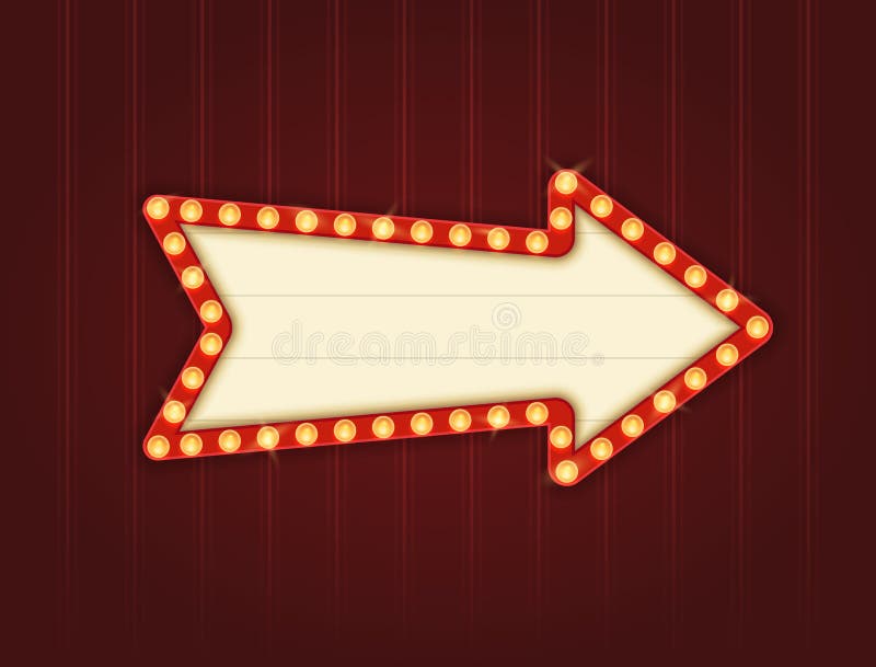 Retro Light Box in Arrow Shape Template with Red Border Stock Vector ...