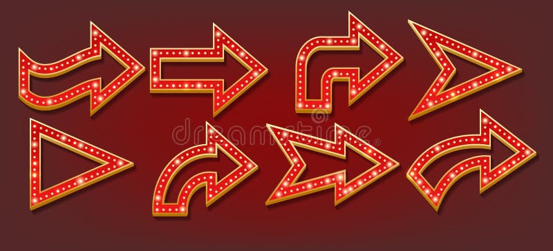 Retro lightbox arrows stock vector. Illustration of sign - 366831749