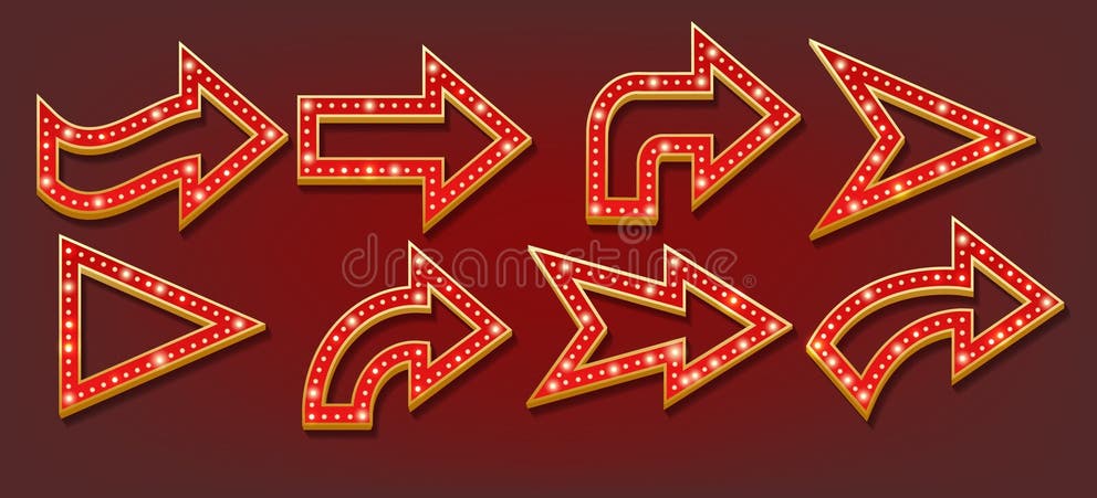 Retro lightbox arrows stock vector. Illustration of sign - 366831749