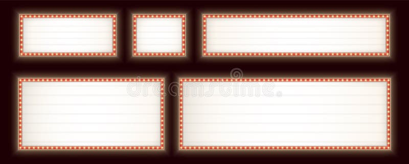 Retro Lightbox Set, Realistic Vintage Rectangular Frames with Light ...